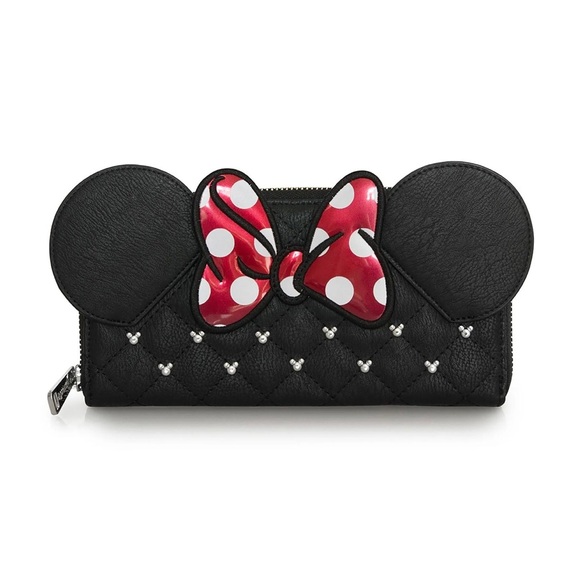 Loungefly | Bags | Loungefly Minnie Bow Zip Around Wallet Womens Black ...